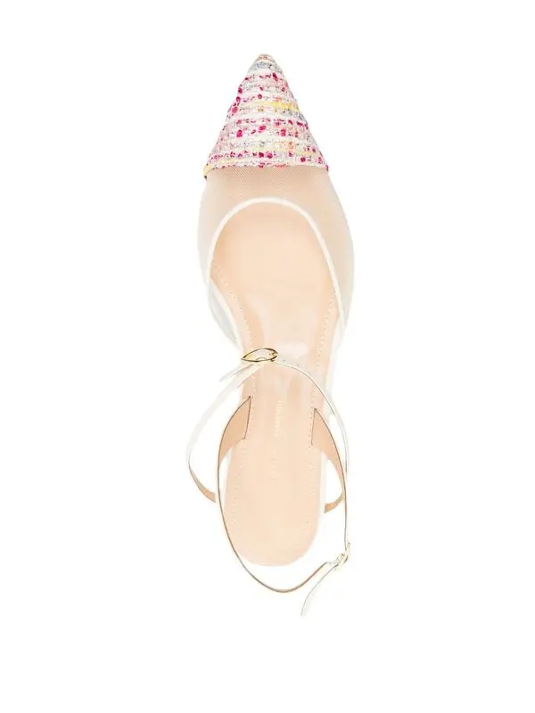 Jennifer Chamandi Vittorio Mesh Leather Slingback Point-toe Flats