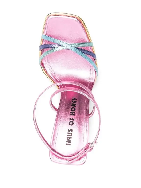 HAUS OF HONEY Foil-effect Platform Sandals - Pink