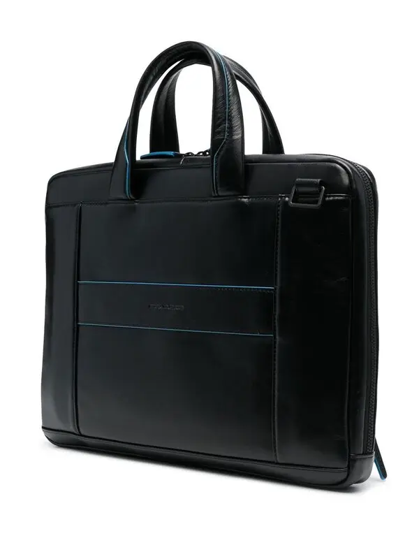PIQUADRO Debossed Logo Leather Laptop Bag
