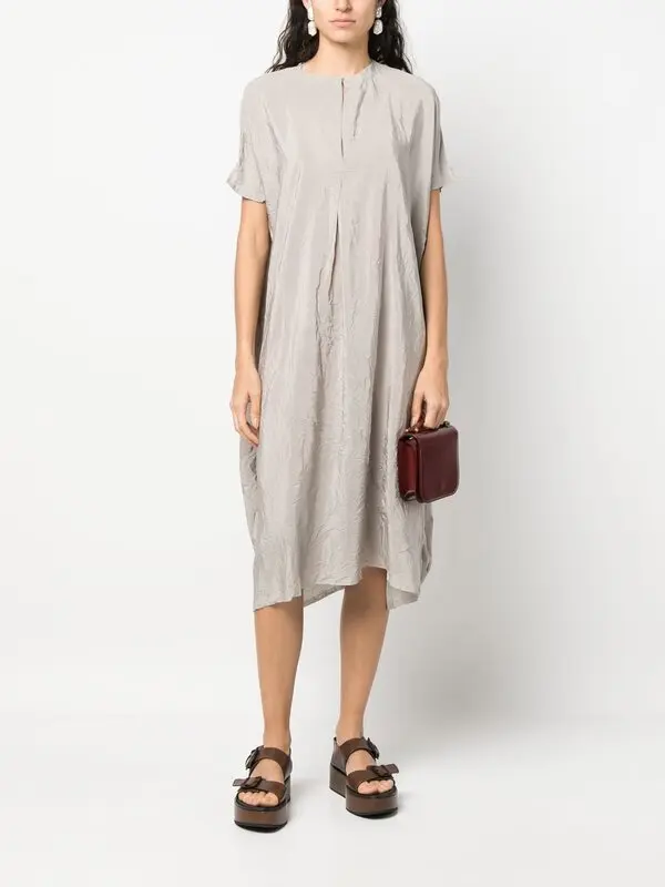 DANIELA GREGIS Silk Midi Shirt Dress