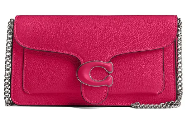 COACH Polished Pebble Tabby Chain Clutch