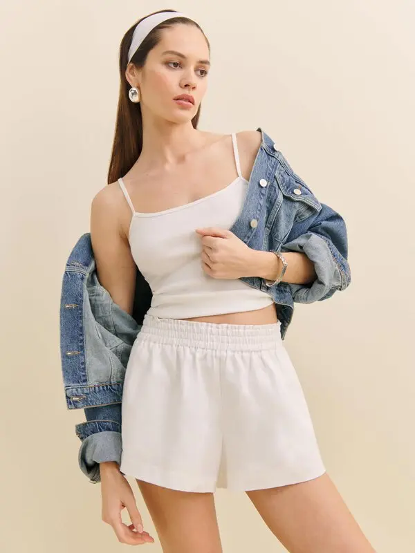 REFORMATION Mila Linen Short - Ivory