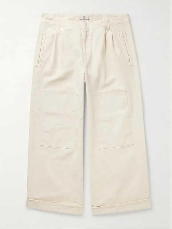 Etro Pleated Wide-leg Cotton-blend Twill Trousers