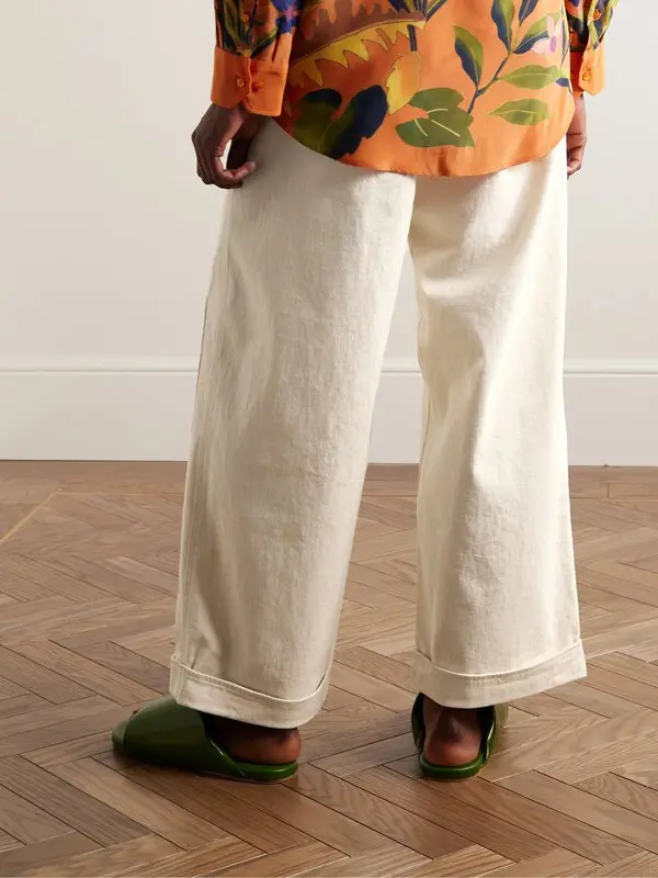 Etro Pleated Wide-leg Cotton-blend Twill Trousers