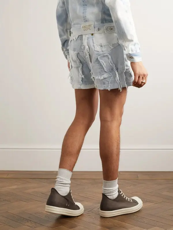 Gallery Dept. Zuma Straight-Leg Logo-Print Patchwork Denim Shorts