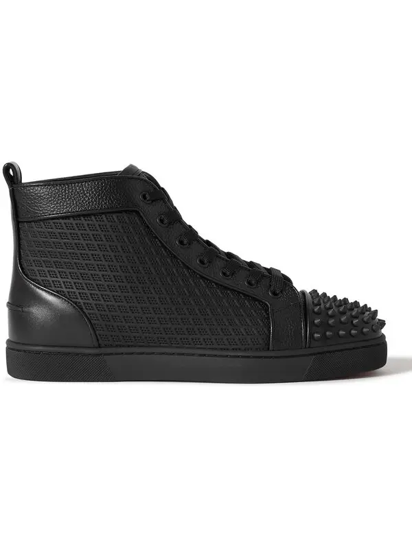 Christian Louboutin Lou Spikes Orlato Studded Leather And Mesh