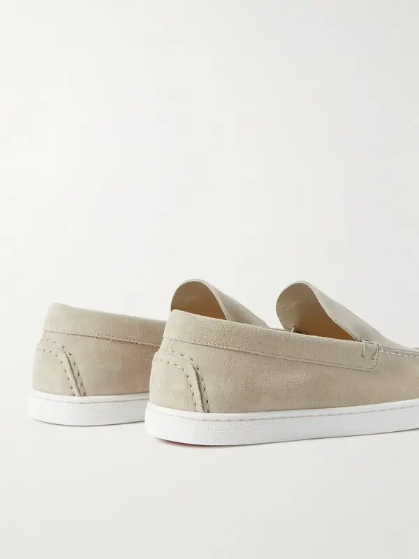 CHRISTIAN LOUBOUTIN Varsiboat Logo-embossed Suede Loafers - Neutrals