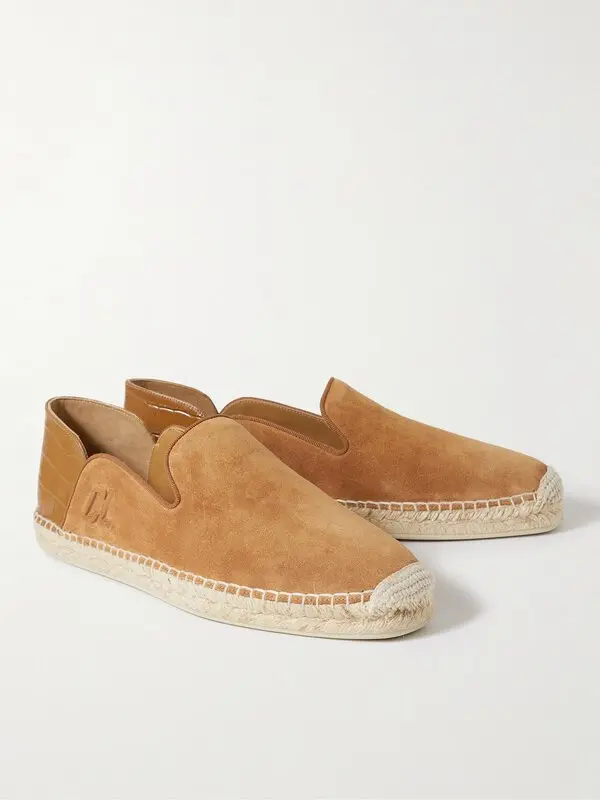 Christian Louboutin Varsi Espadon Suede Espadrille, Brown Christian Louboutin Varsi Espadon Grosgrain-Trimmed Suede  main image 2