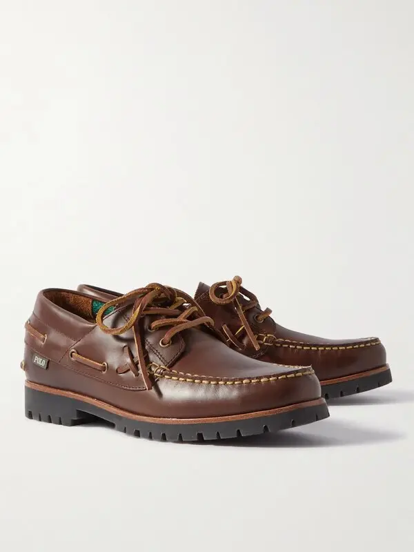 Ralph Lauren Ranger Deck Leather Boat Shoes In Brown - 35  display picture 2