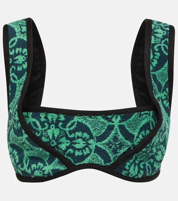 MARINE SERRE Printed Terry Bralette - Green