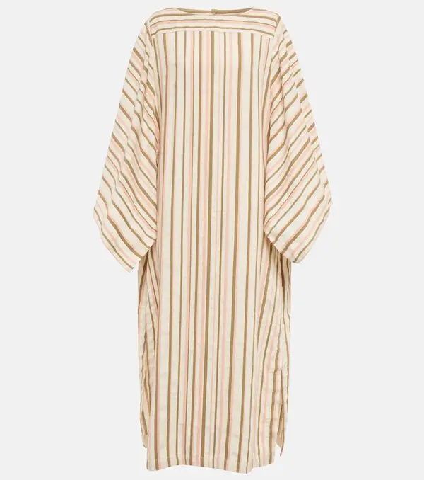 Loro Piana Striped Linen-Blend Midi Dress - Multicoloured | Editorialist