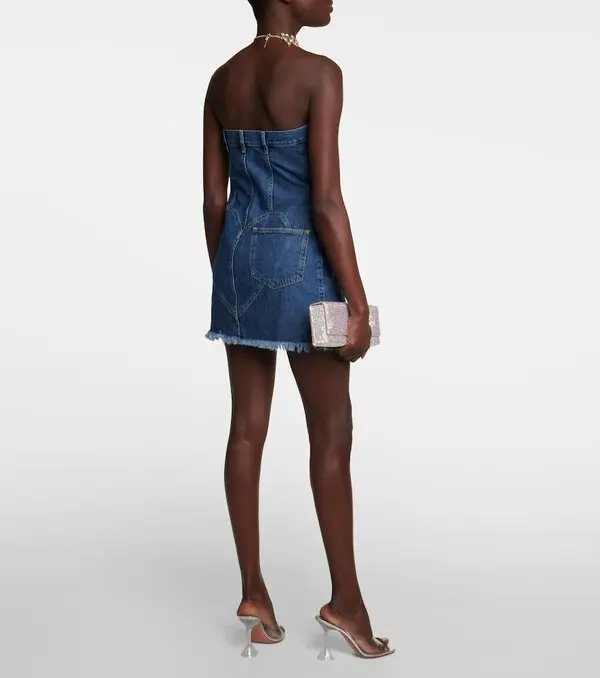 AREA Mussel Flower Denim Mini Dress