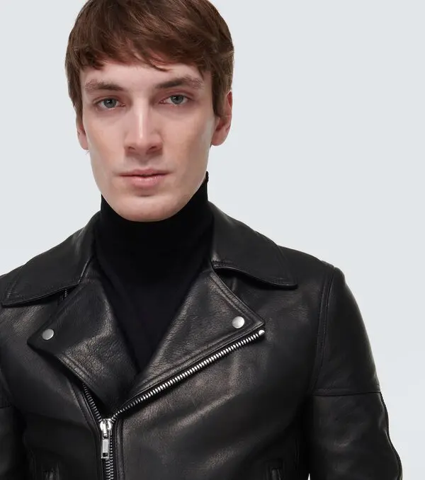Rick Owens Leather Biker Jacket In Black - 40% Off | Editorialist