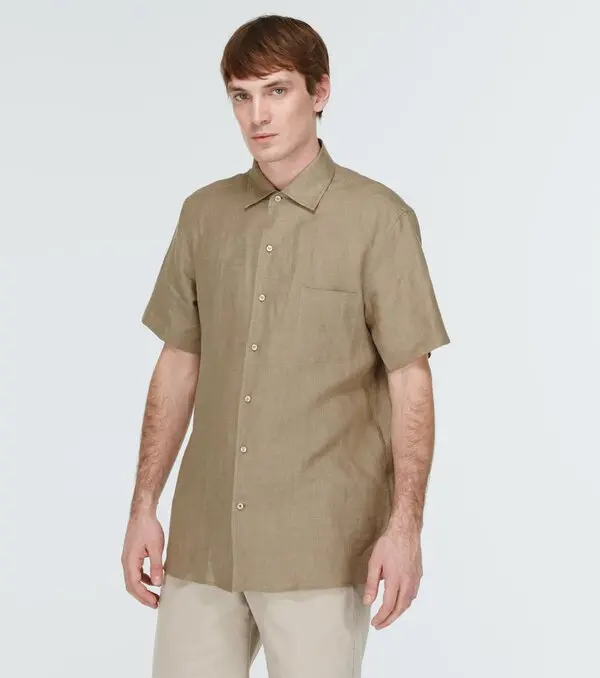 Loro Piana André Linen Bowling Shirt - Beige