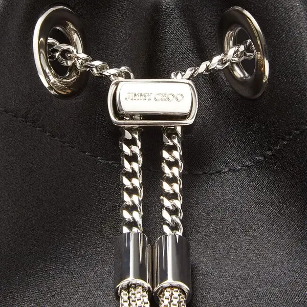 JIMMY CHOO Bon Bon Satin Bag With Crystal Handle - Black