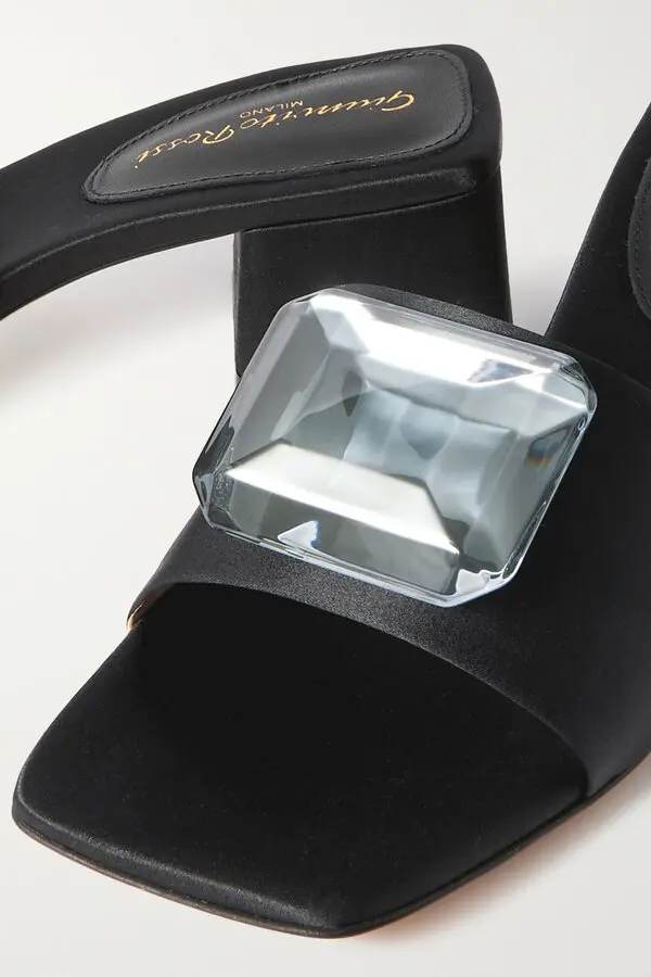 GIANVITO ROSSI Jaipur 45 Embellished Satin Mules