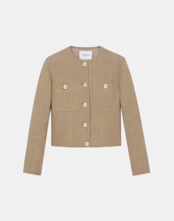 Lafayette 148 New York Sustainable Linen Canvas Collarless Jacket
