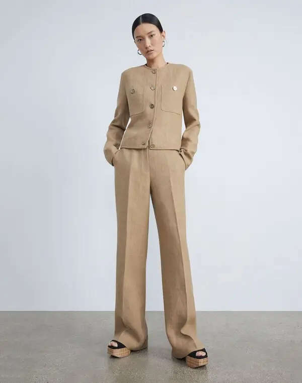 Lafayette 148 New York Sustainable Linen Canvas Collarless Jacket