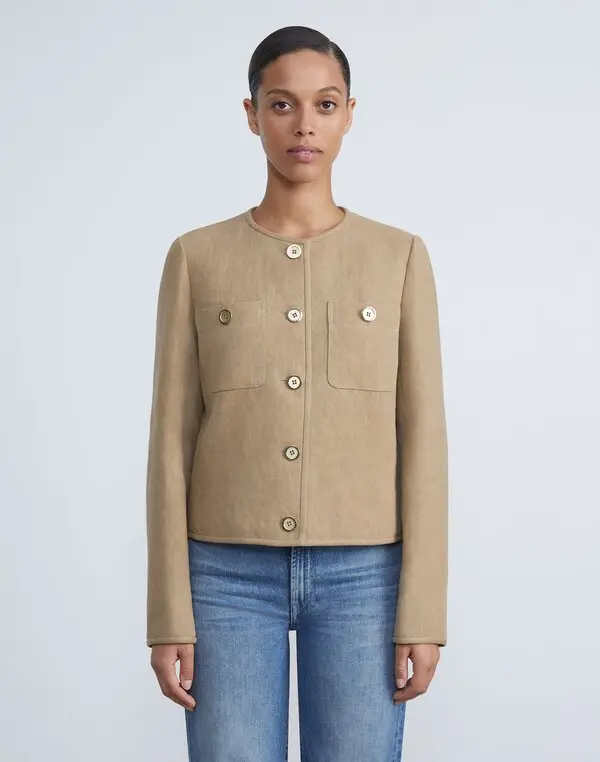 Lafayette 148 New York Sustainable Linen Canvas Collarless Jacket