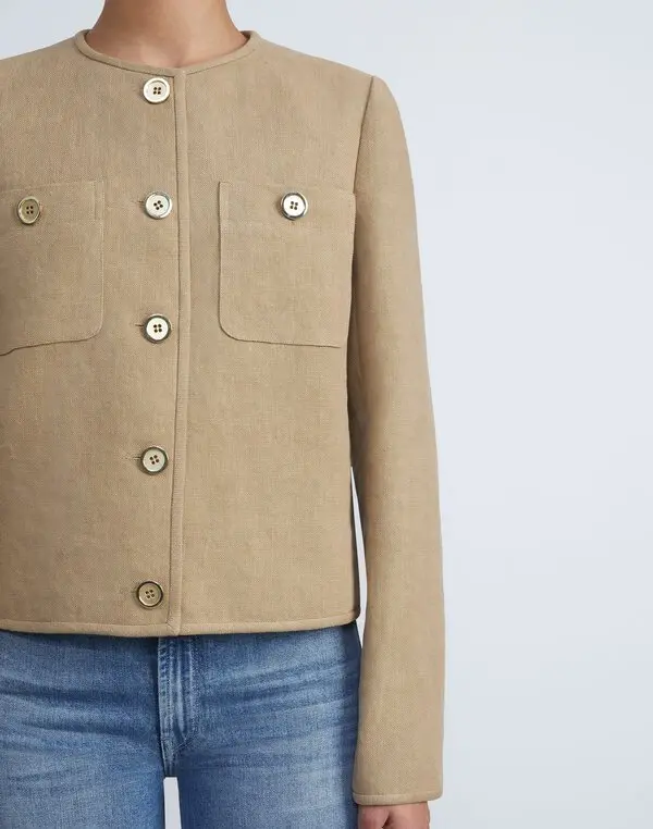 Lafayette 148 New York Sustainable Linen Canvas Collarless Jacket
