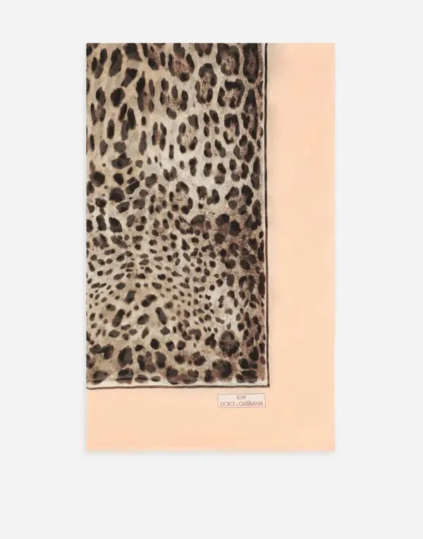 Dolce & Gabbana Silk Crepon Scarf With Leopard Print - Animal Print