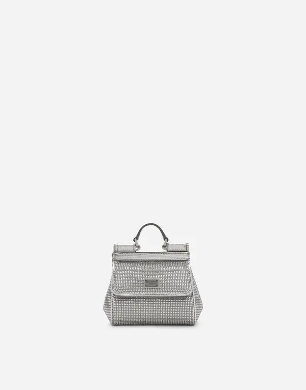 Dolce & Gabbana Mini Sicily Bag With Rhinestones - Silver