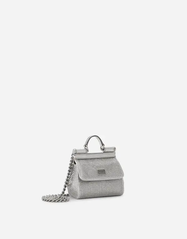 Dolce & Gabbana Mini Sicily Bag With Rhinestones - Silver