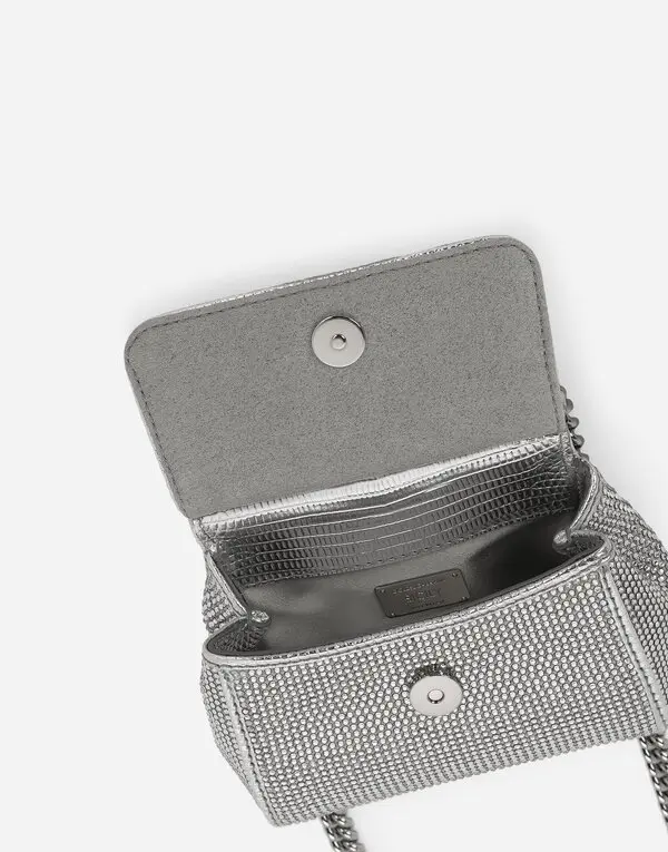 Dolce & Gabbana Mini Sicily Bag With Rhinestones - Silver