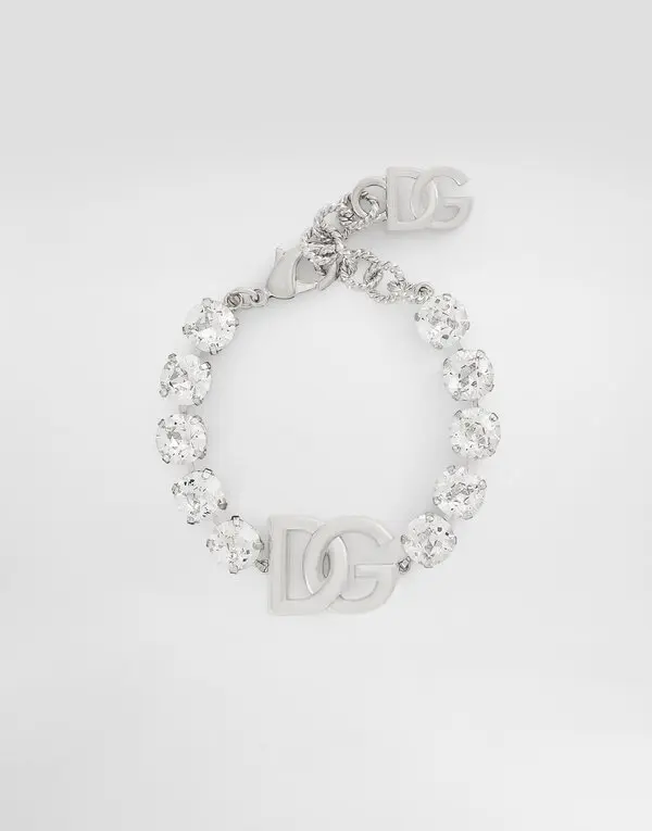 Dolce & Gabbana Bracelet With Rhinestones And Dg Logo - Silver