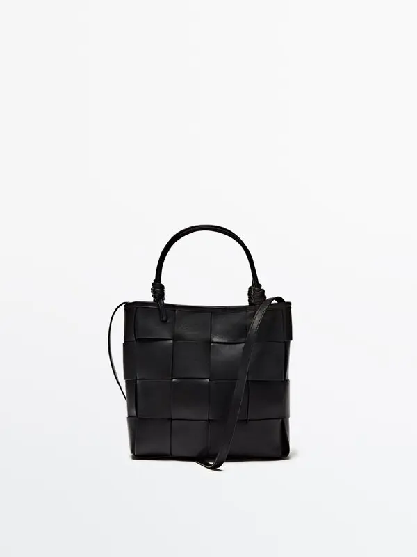 Massimo Dutti Braided Nappa Leather Tote Bag