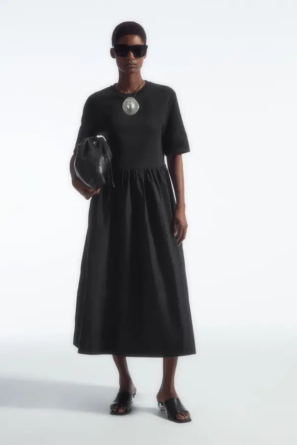 Cos Contrast-panel Midi Dress