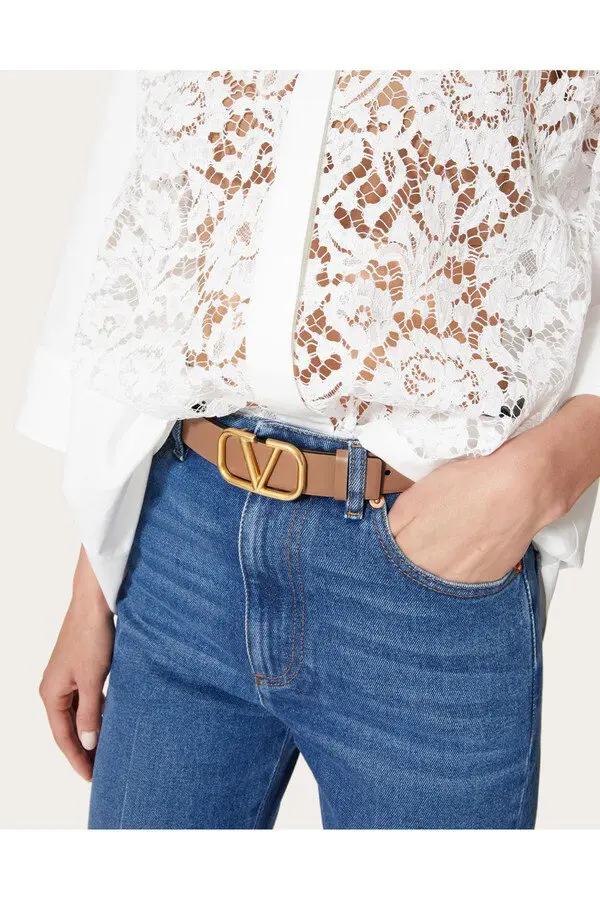 Valentino Garavani Reversible Vlogo Signature Belt - Natural