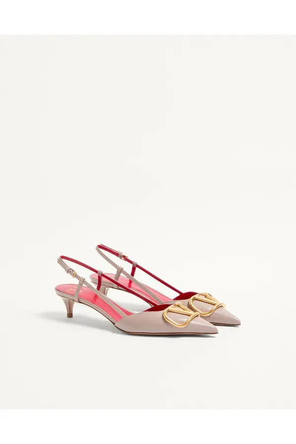 Valentino Garavani Vlogo Signature Calfskin Slingback Pump - Natural