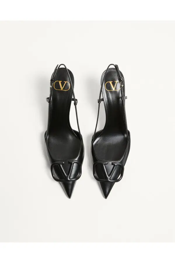 Valentino Garavani Vlogo Signature Calfskin Slingback Pump - Black