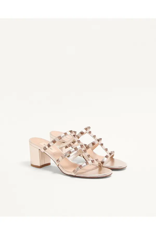 Valentino Garavani Rockstud 60mm Slide Sandal - Metallic