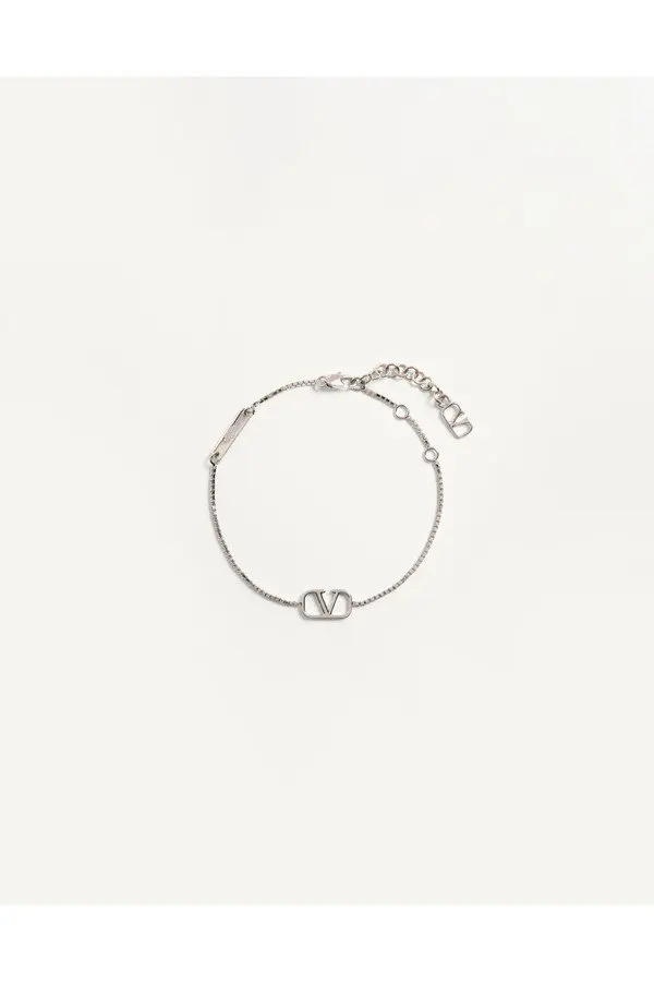 Valentino Garavani Vlogo Signature Metal Bracelet - White / Pink