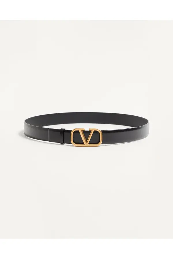 Valentino Garavani Vlogo Signature Calfskin Belt - Black