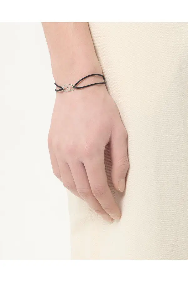 Valentino Garavani Vlogo Signature Cotton Bracelet - Black