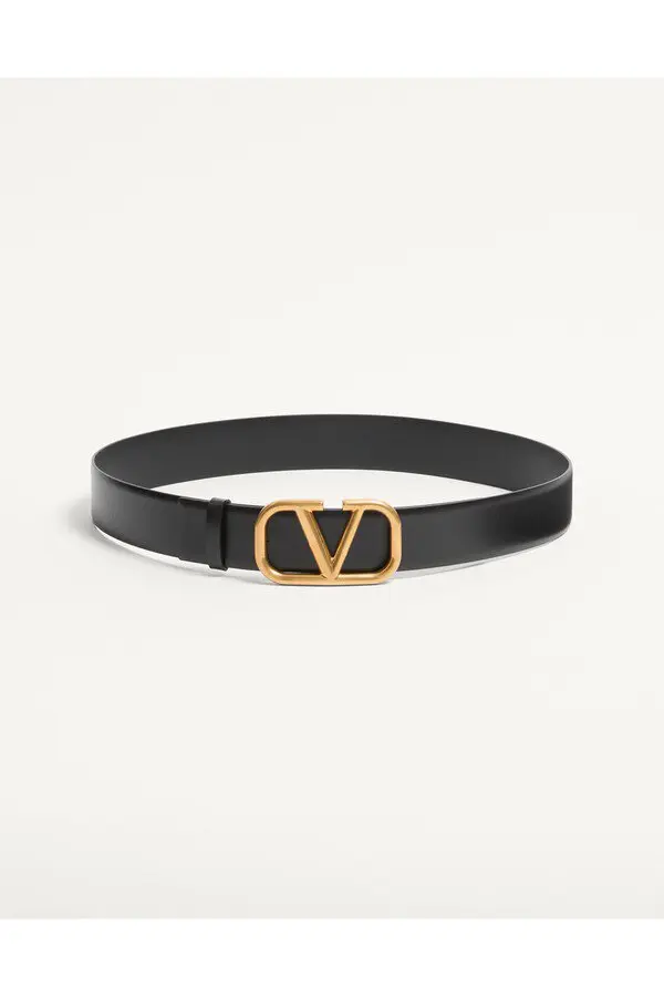 Valentino Garavani Vlogo Signature Calfskin Belt - Black