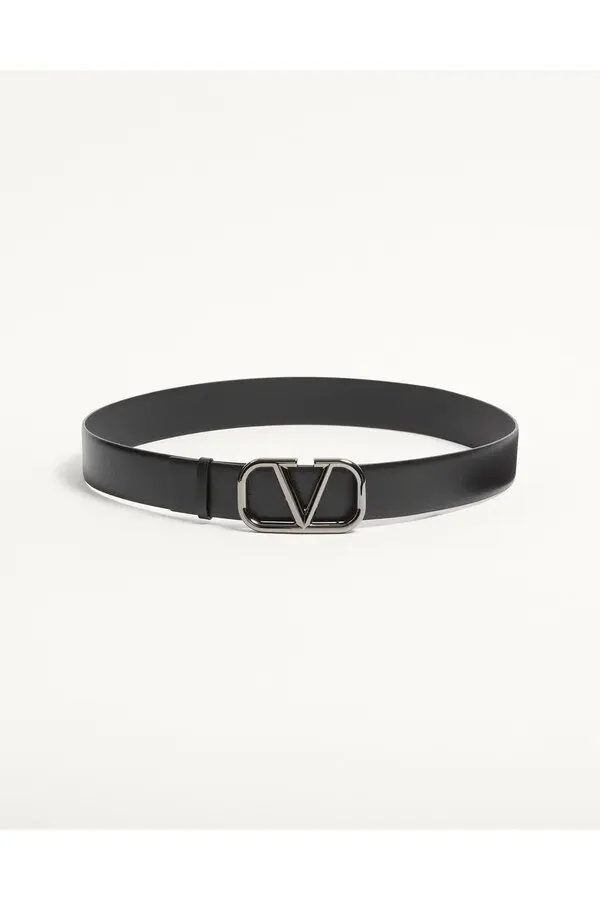 Valentino Garavani Vlogo Signature Calfskin Belt - Black