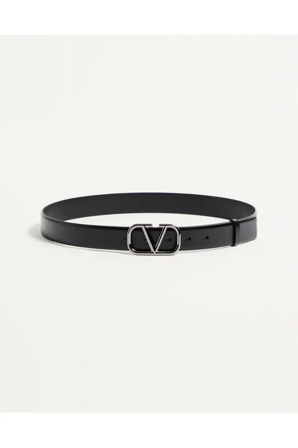 Valentino Garavani Vlogo Signature Calfskin Belt - Black