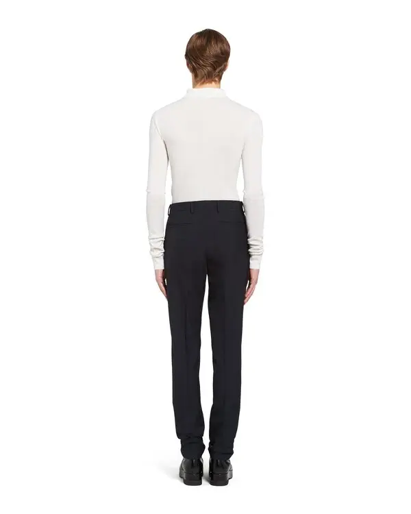 Prada Wool Blend Extra-slim Fit Pants - Blue