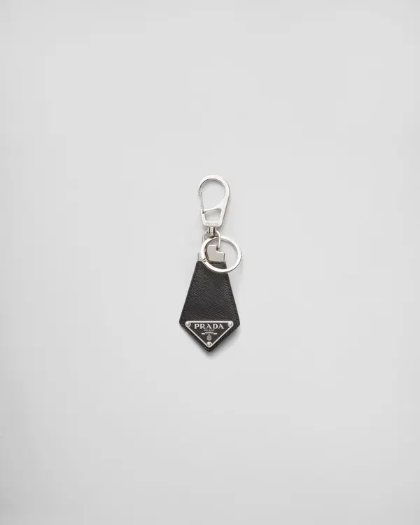 Prada Saffiano Leather Keychain - Black