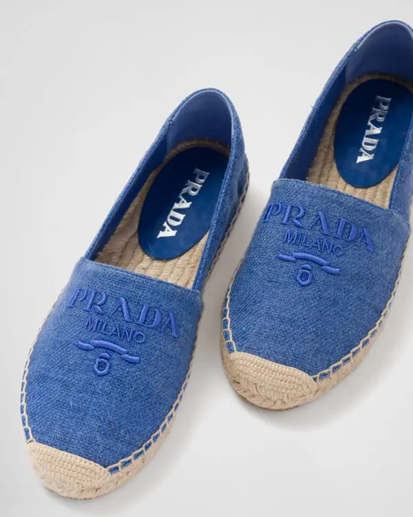 Prada Linen Espadrilles - Sapphire Blue