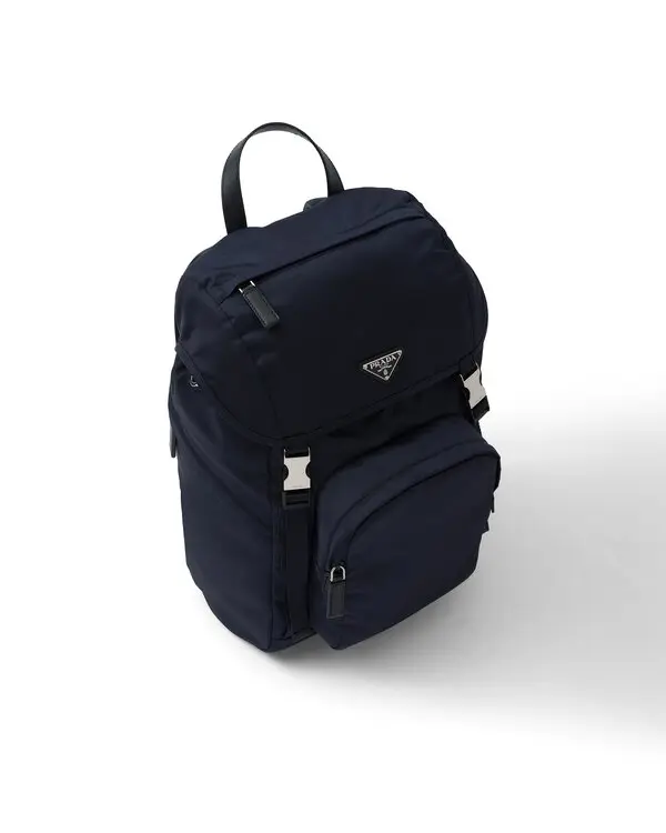 Prada Re-nylon And Saffiano Leather Backpack - Blue