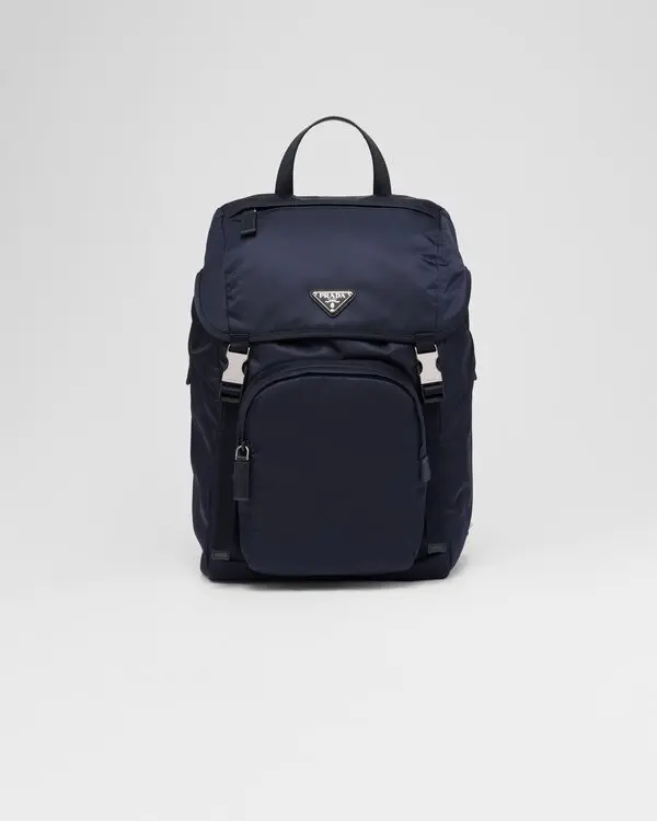 Prada Re-nylon And Saffiano Leather Backpack - Navy