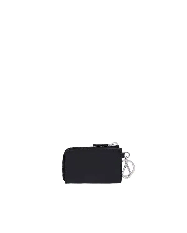 Prada Saffiano Leather Mini Pouch With Keychain - Black