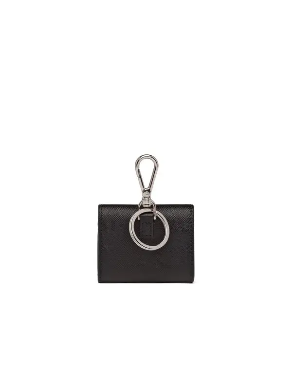 Prada Saffiano Leather Headphone Case With Keychain - Black