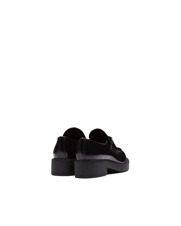 Prada Brushed Leather Loafers - Black