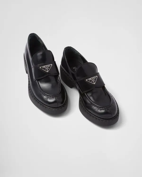 Prada Chocolate Brushed Leather Loafers